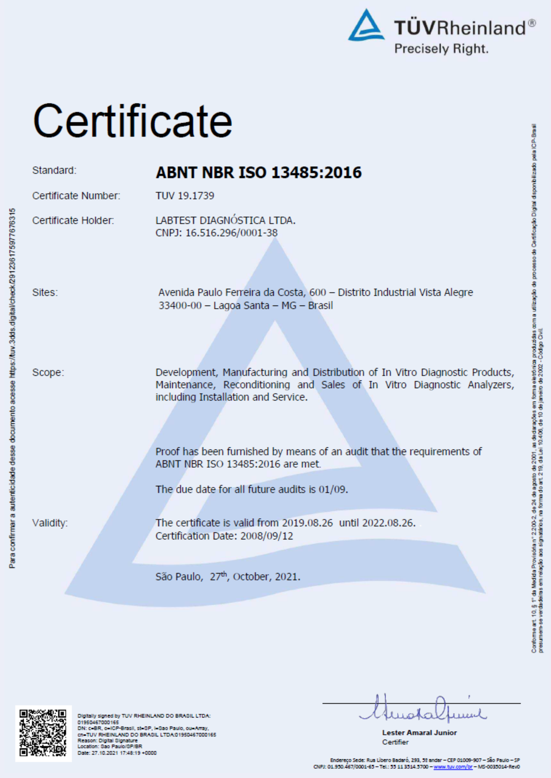 Labtest | Certifications - Labtest